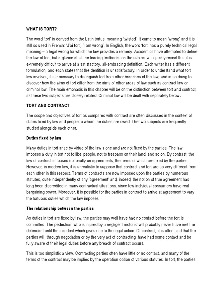 1 What Is Tort | PDF | Tort | Damages