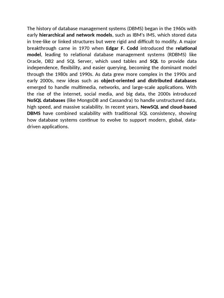 The History of Database Management Systems | PDF