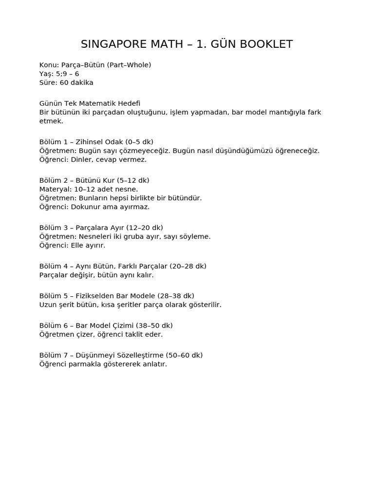 Singapore Math 1 Gun Booklet | PDF