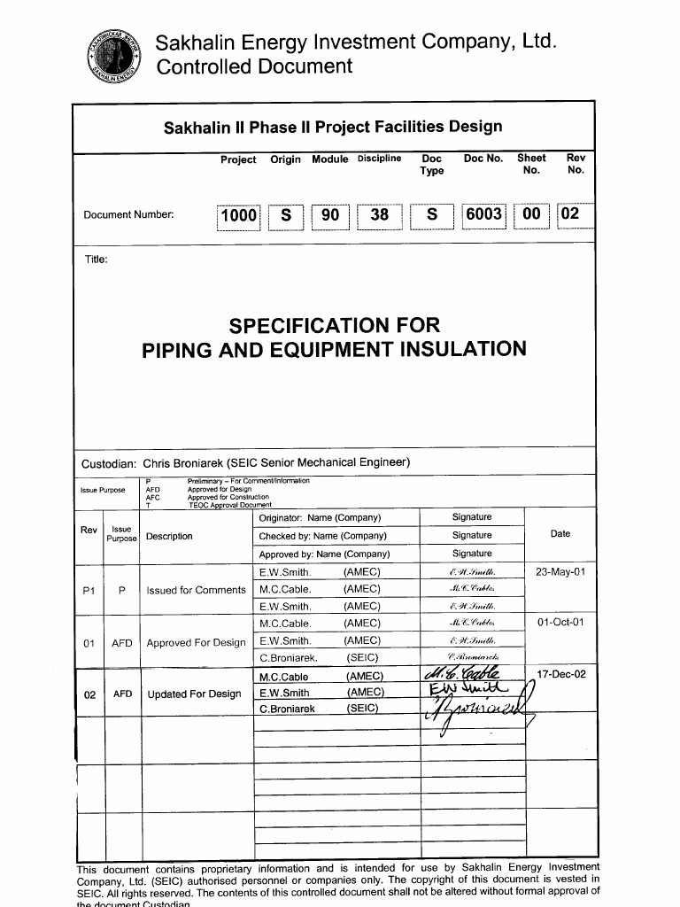 Piping and Equipment Insulation Specs | PDF | Thermal Insulation ...