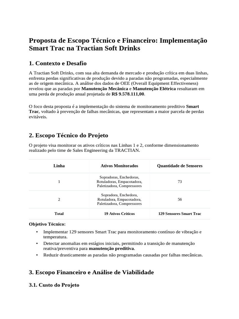 Proposta de Escopo Técnico e Financeiro Implementação Smart Trac Na ...