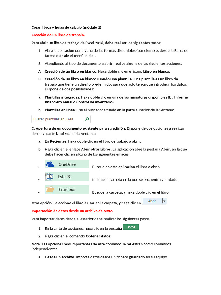 Crear Libros y Hojas de Cálculo | PDF | Archivo de computadora | Hoja ...