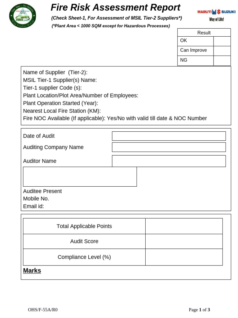 Fire Risk Assessment Audit Checksheet-1 Pali | PDF | Risk