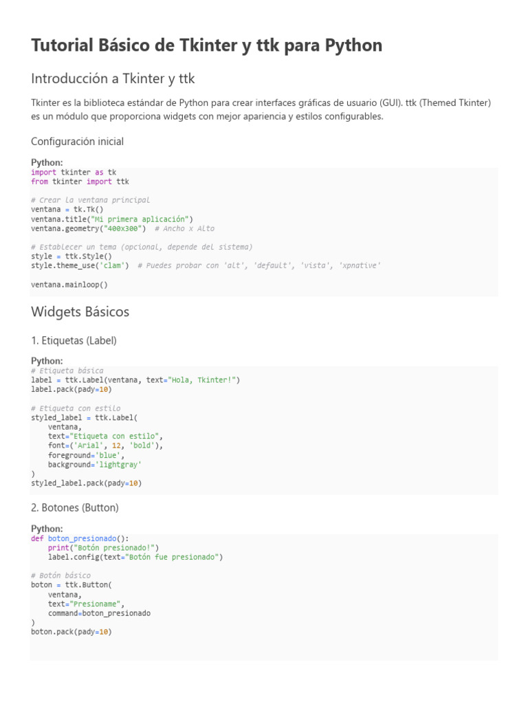 2. Tutorial Básico de Tkinter y ttk para Python | PDF | Botón (Computación) | Ventana (informática)