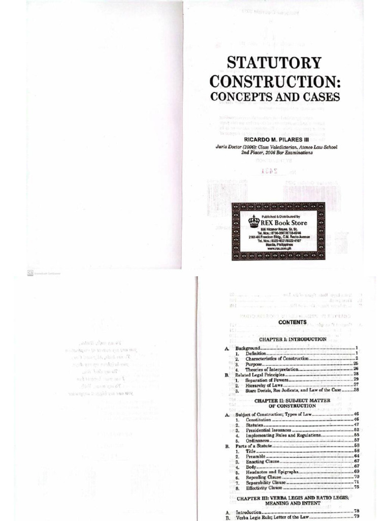 Statutory Construction 2nd Ed 2023 by Ricardo Pilares | PDF