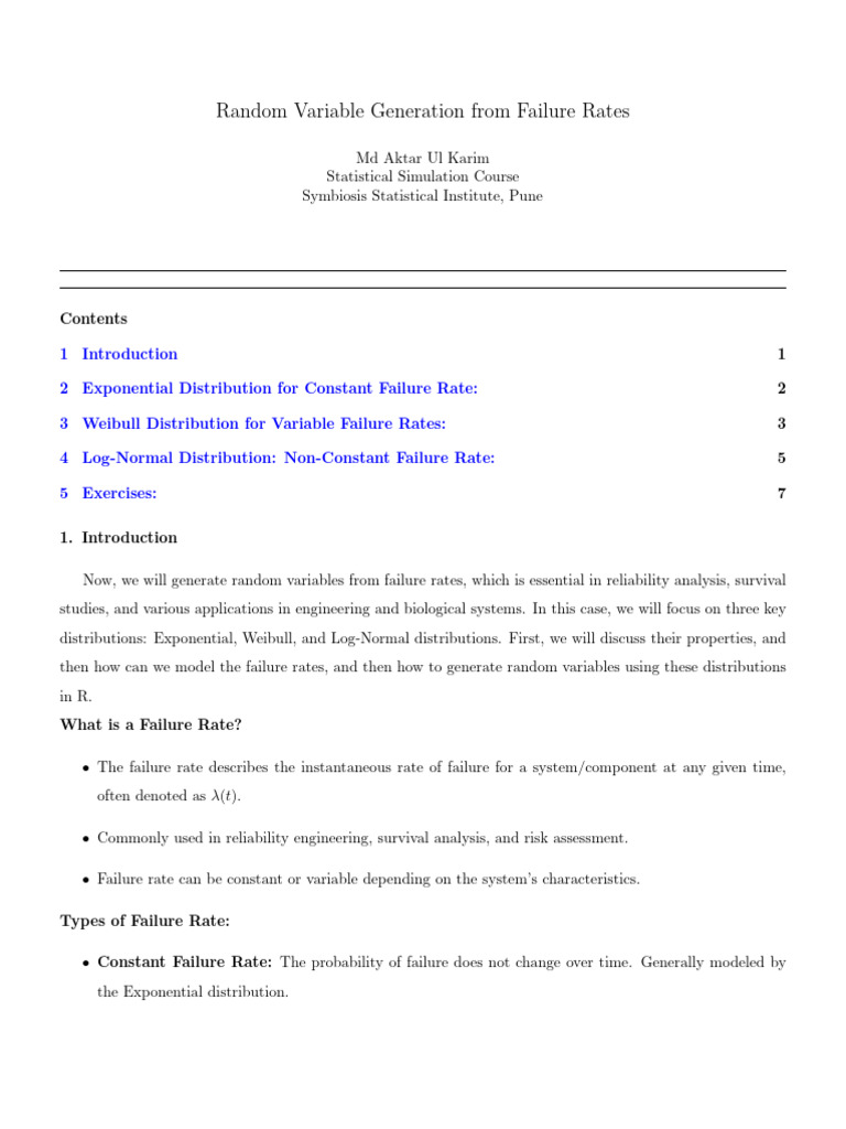 Random Variable Generation From Failure Rates | PDF | Probability ...