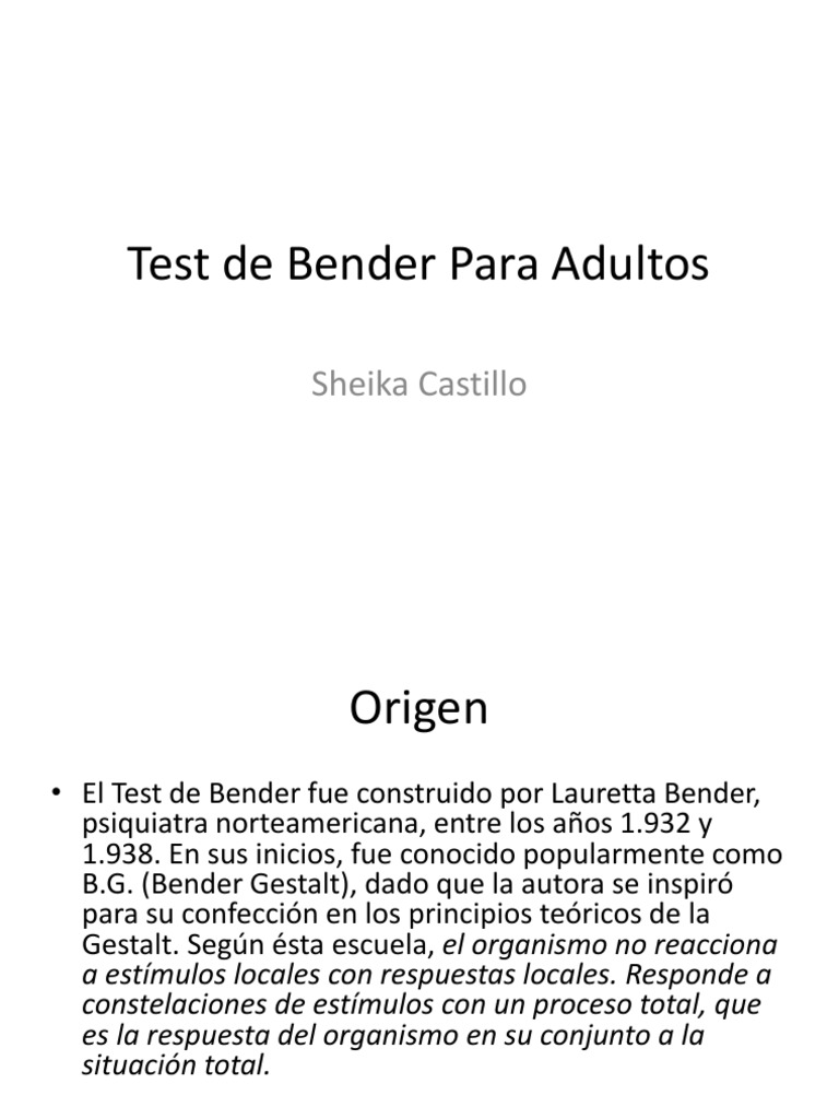 Test de Bender para Adultos | PDF | Métodos y materiales de enseñanza