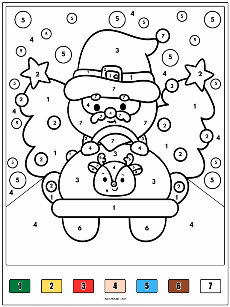 christmas color by numbers with key | PDF