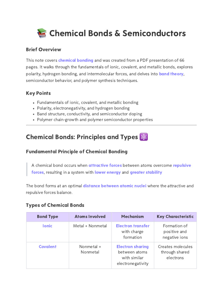 Chemical Bonding & Semiconductor Theory | PDF | Chemical Bond | Ion