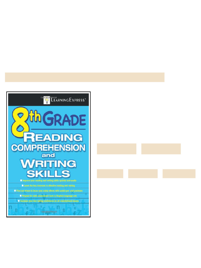 8th Grade Reading Comprehension and Writing Skills 1 Pap/Psc Edition ...