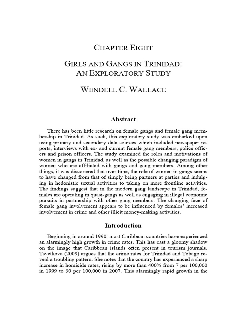 Girls and Gangs in Trinidad an Exploratory Study | PDF | Criminology | Gang