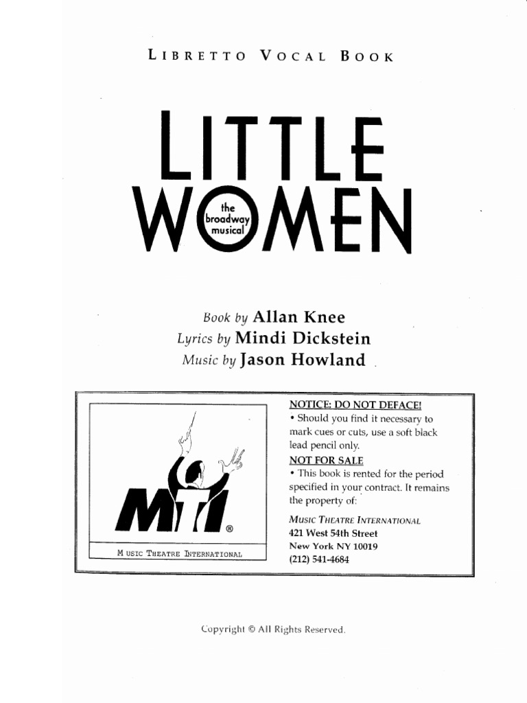Little Women The Musical Libretto | PDF