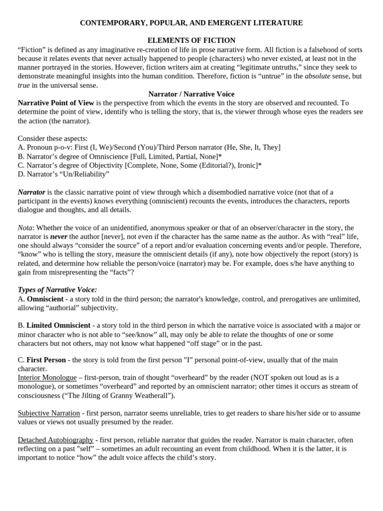 Elements of Fiction | PDF | Narration | Narrative