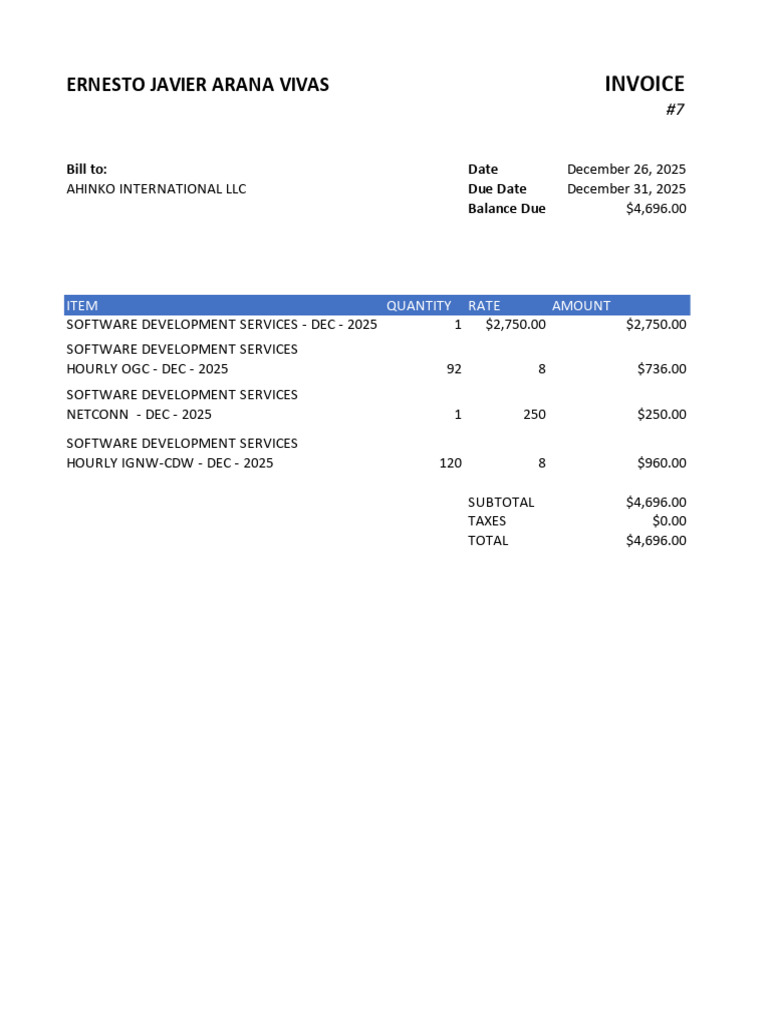 Invoice Dec 2025 | PDF
