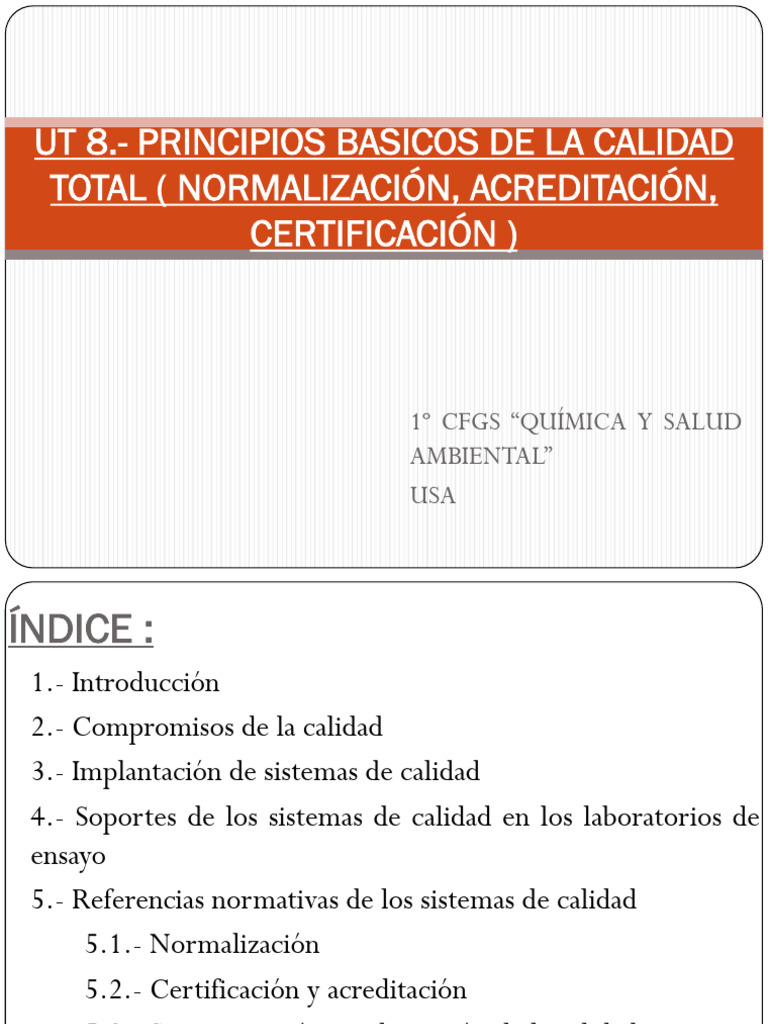 UT 8.- PRINCIPIOS BÁSICOS DE CALIDAD TOTAL | PDF | Calidad (comercial ...