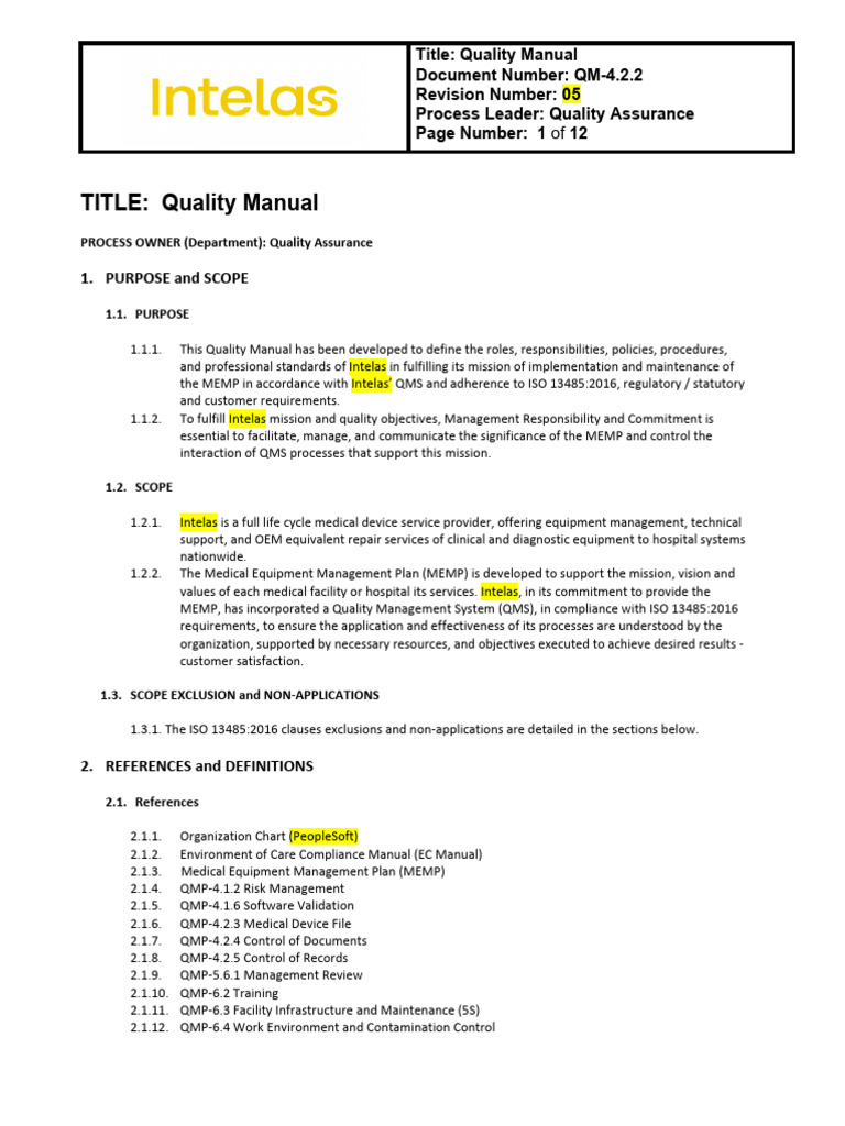 QM-4.2.2 Quality Manual Rev. 05 | PDF | Quality Management System ...