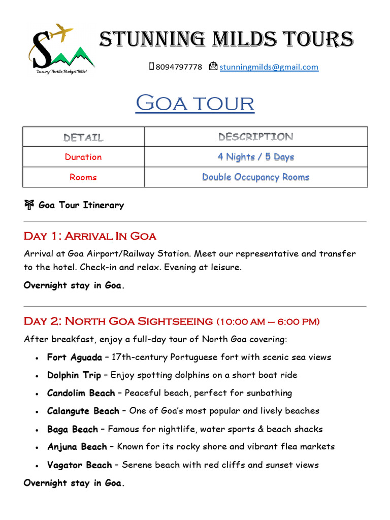 Goa Package 4n 5d | PDF