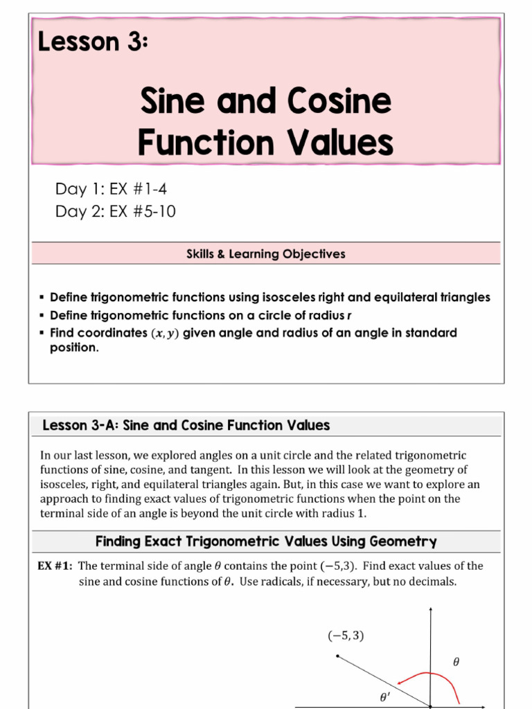 3.3-Sine Cosine Function Values | PDF
