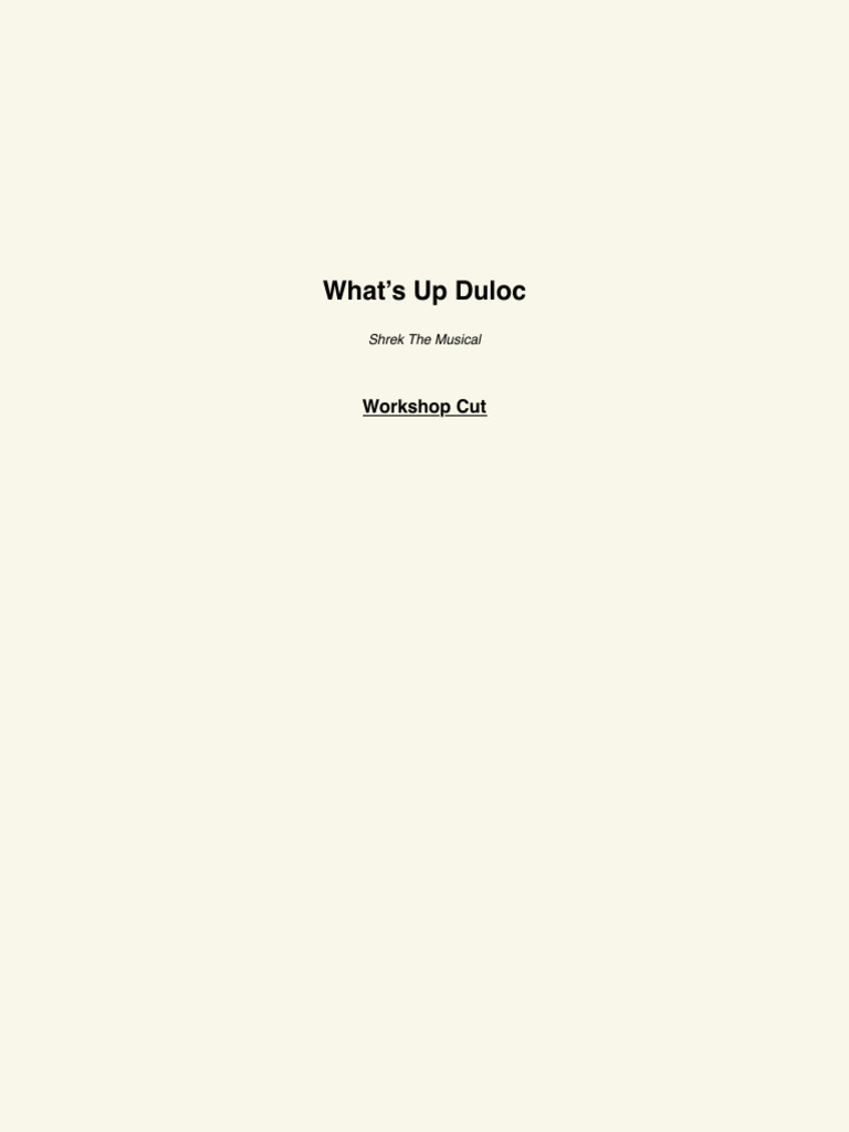 Whats Up Duloc - Workshop Cut | PDF