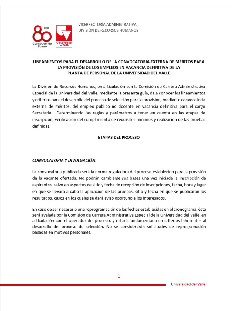 Guia Lineamientos Externos Convocatoria Externa 2025 Secretaria | PDF ...
