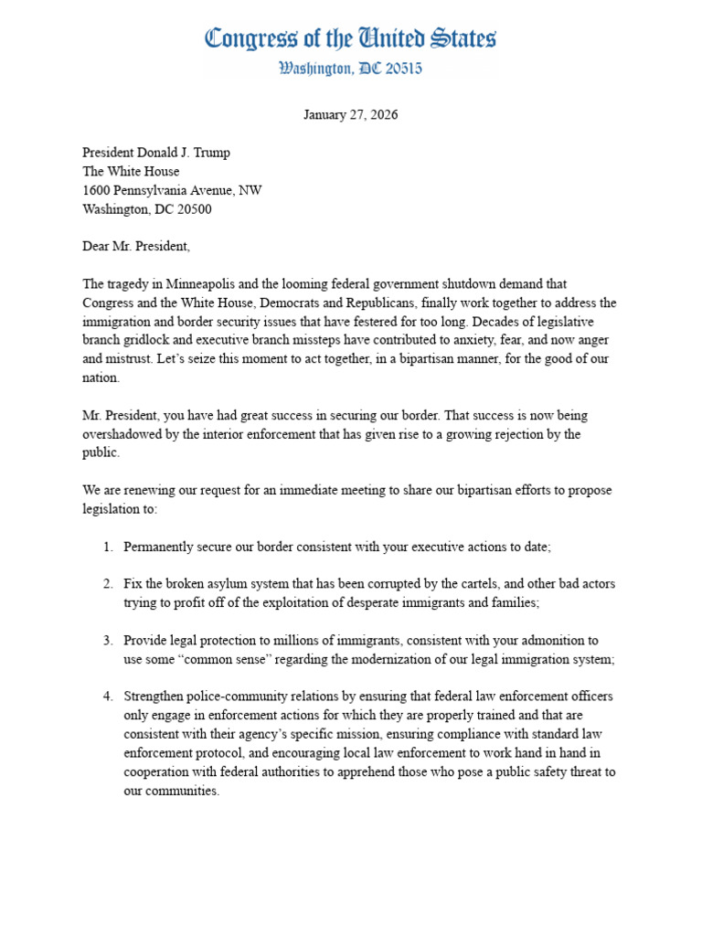 Problem Solvers Caucus Co-Chairs Letter To Trump | PDF | Donald Trump ...