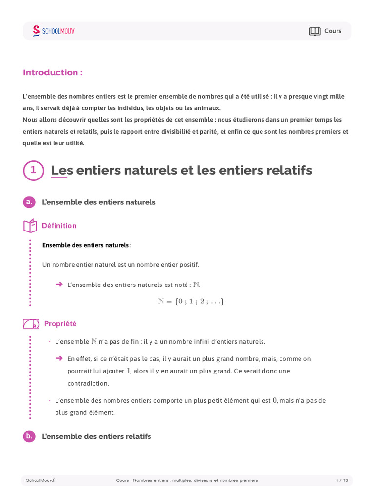 Utiliser Les Notions de Multiple de Diviseur Et de Nombre Premier Fiche ...