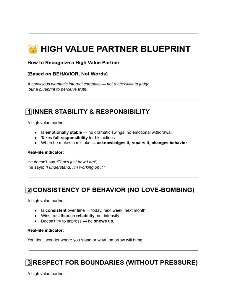 ? High Value Partner Blueprint | PDF | Social Psychology | Behavioural ...