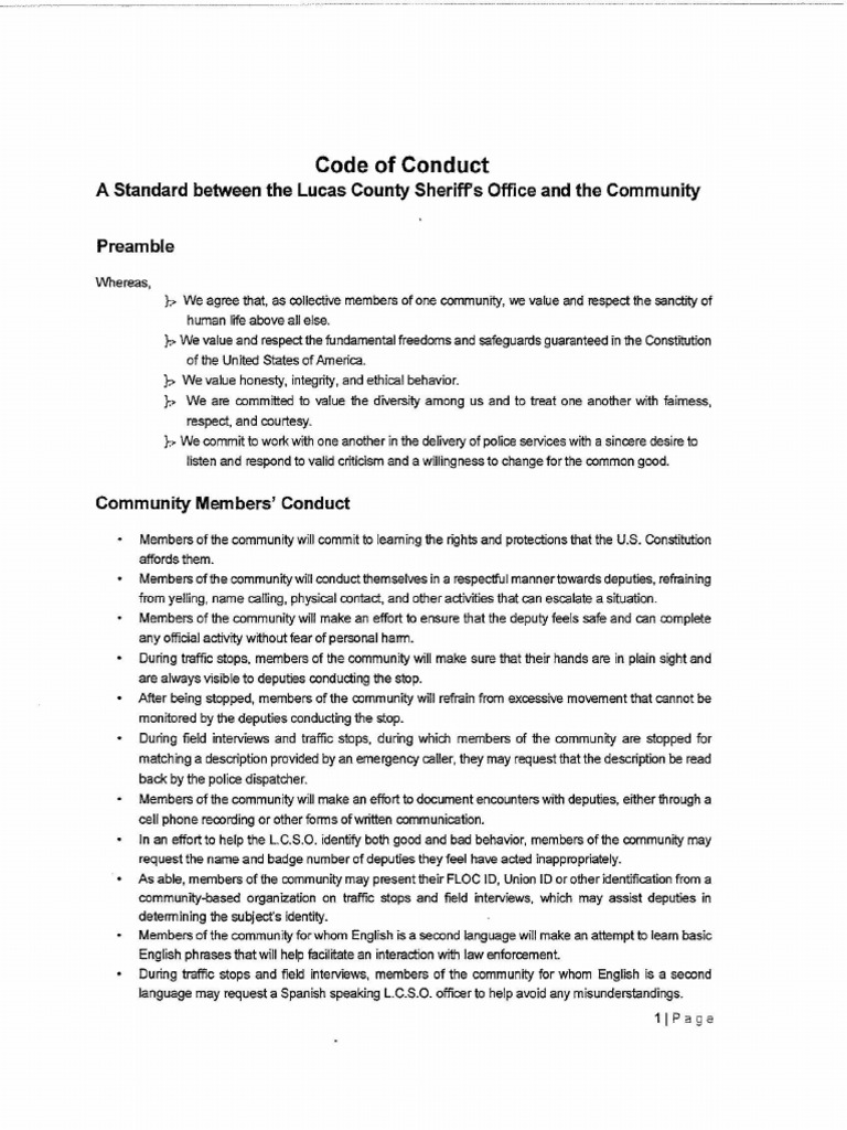Lucas County Code of Conduct | PDF