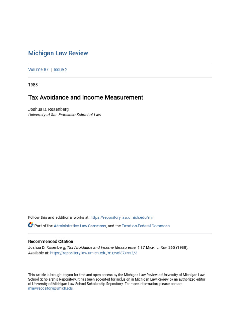 Tax Avoidance and Income Measurement | PDF | Taxes | Income