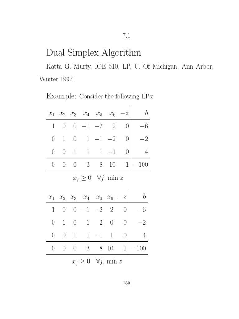 Dual Simplex Algorithm | PDF