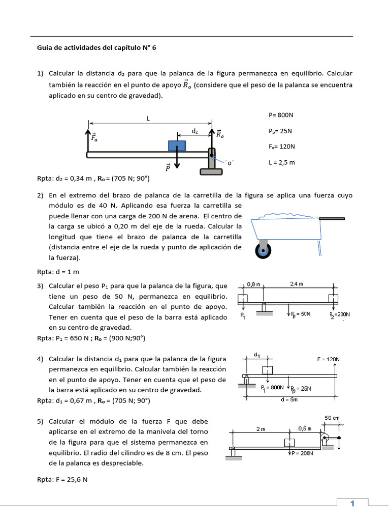 Capítulo 6 Máquinas Simples Guía de Actividades-V2 | PDF | Palanca ...
