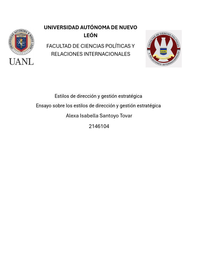PIA_Alexa Isabella Santoyo Tovar | PDF | Liderazgo | Gestión estratégica
