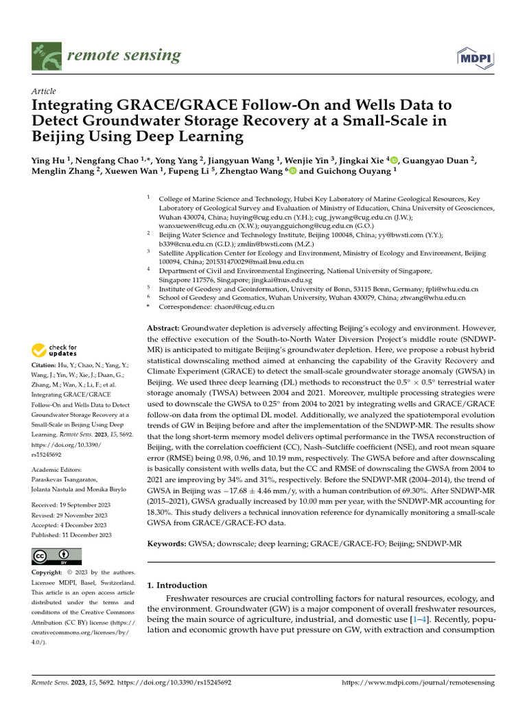 Integrating Grace Grace Follow on and Wells Data to Detect Groundwater ...