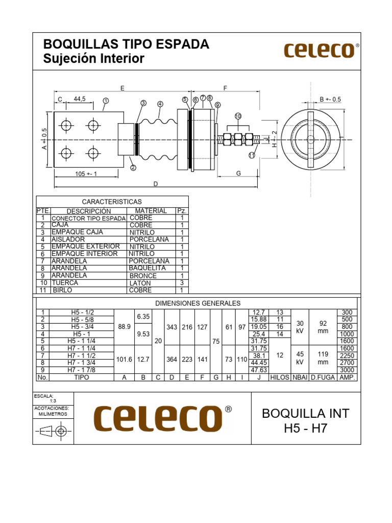 Boquilla Espada Celeco h5-h7 Sujeccion Interna | PDF