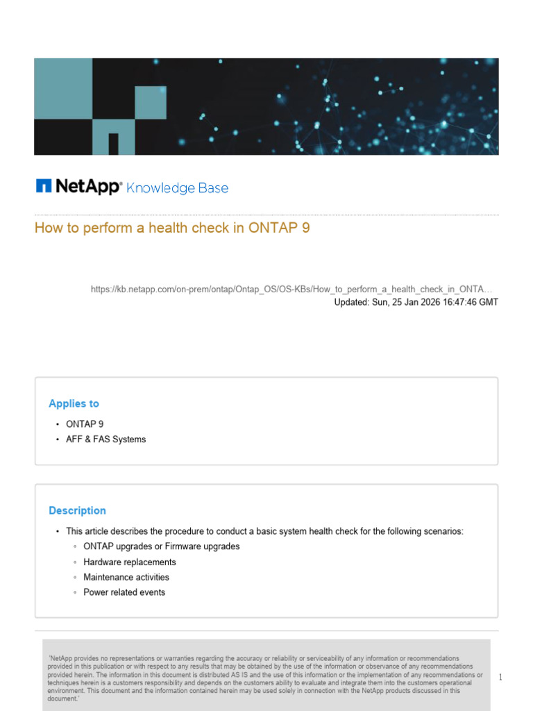 How To Perform A Health Check in ONTAP 9 | PDF | System Software ...