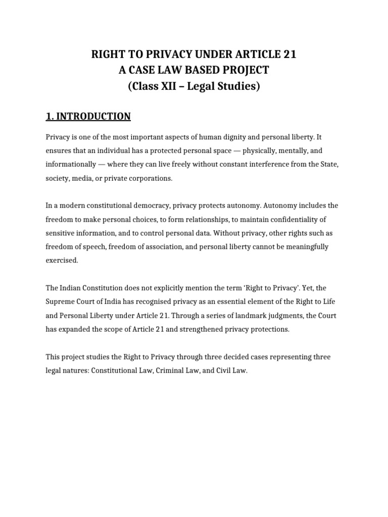 Legal Studies Class Xii Rebuild Expand Final | PDF | Privacy | Right To ...