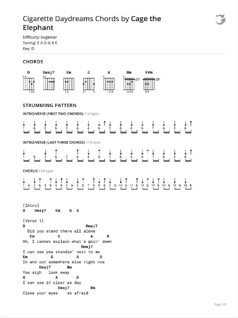 Cigarette Daydreams by Cage the Elephant | PDF | Songs | Musical Forms