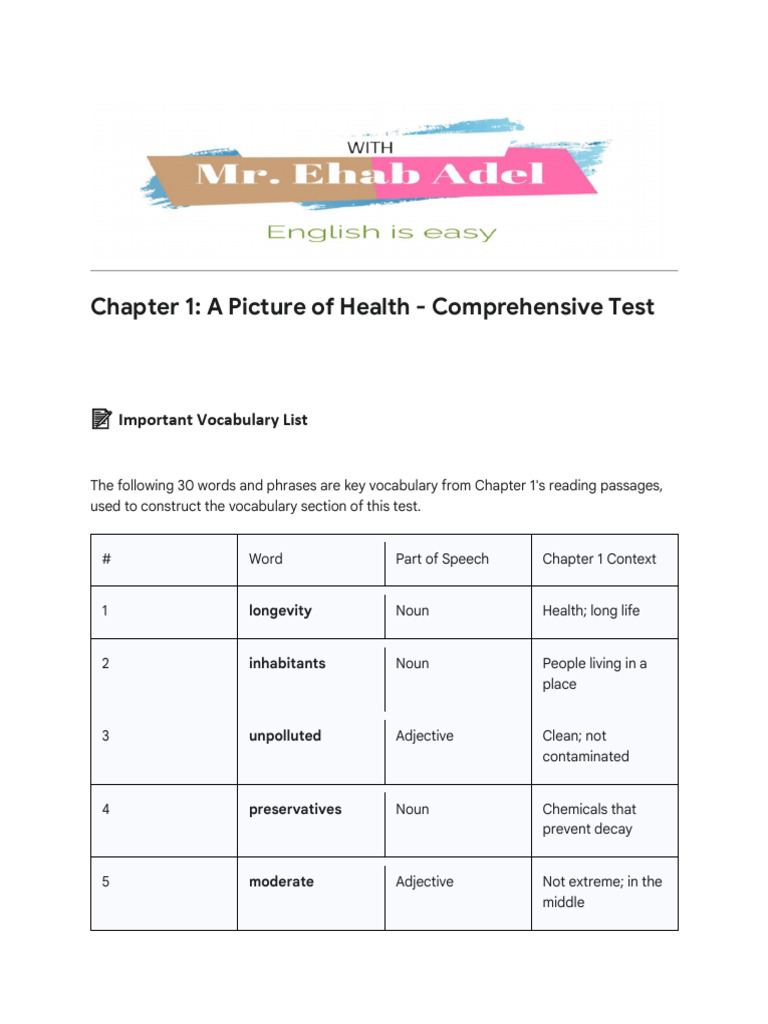 Grade 10 Adv - Vocab - Grammar Chapter 1 | PDF | Adjective | Verb