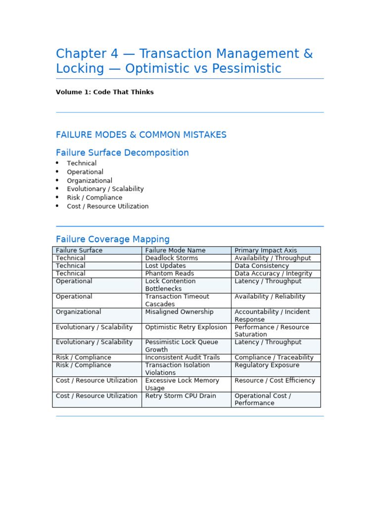 18 Transaction Management Locking Optimistic vs Pessimistic Failure ...