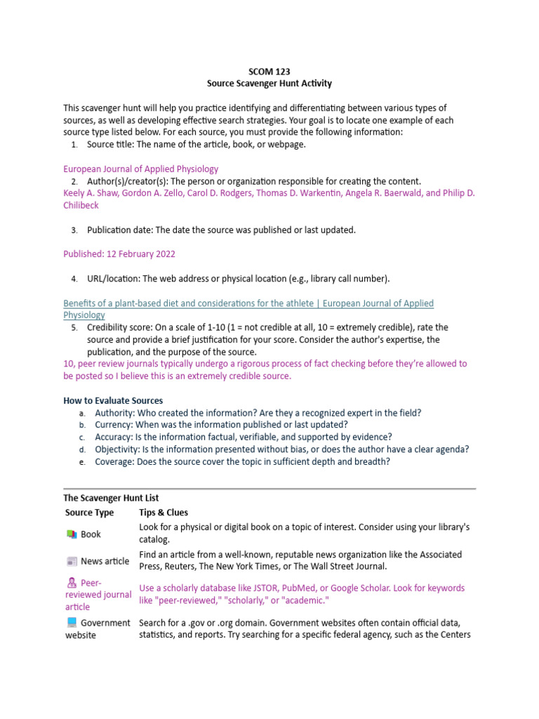 SCOM 123 Source Scavenger Hunt Activity (F2025)-1 (1) | PDF