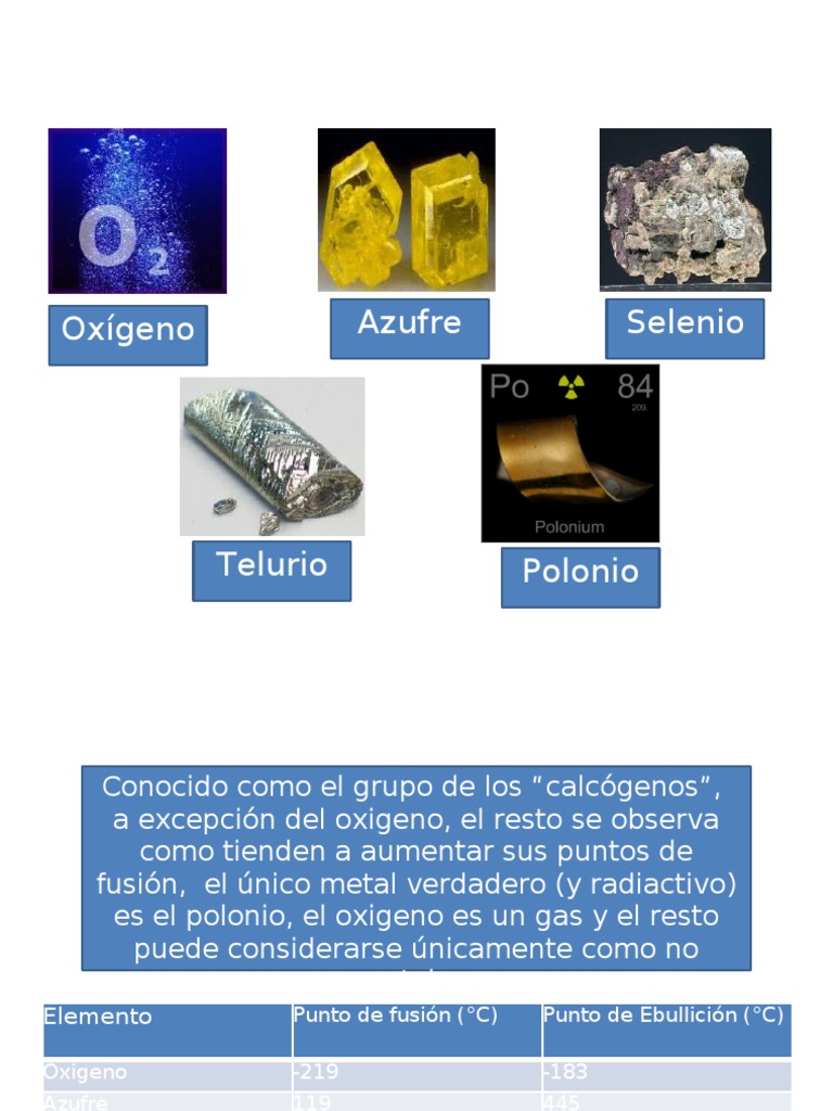 Elementos del Grupo 16: Calcógenos | PDF | Ciencia y matemáticas