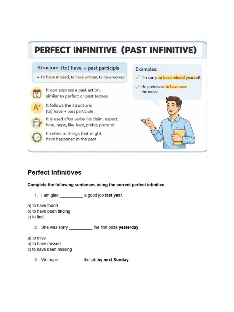 Perfect Infinitives | PDF
