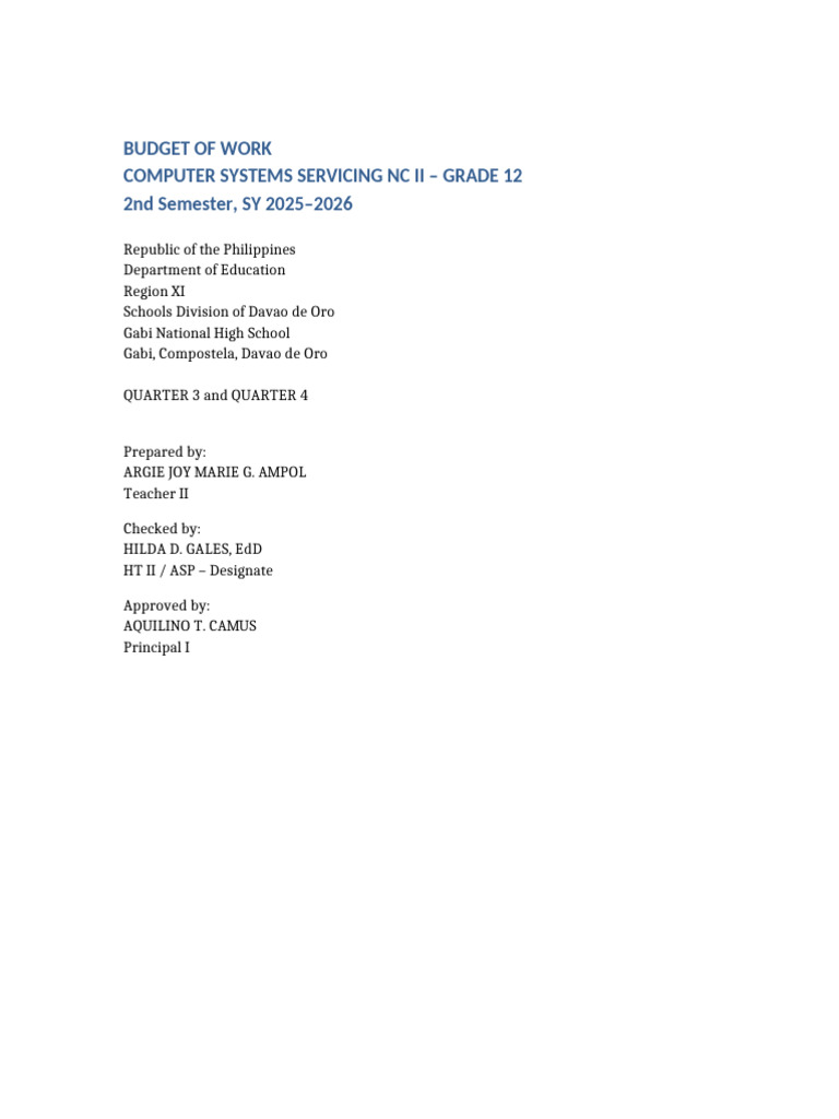 Bow Css Ncii Grade12 | PDF