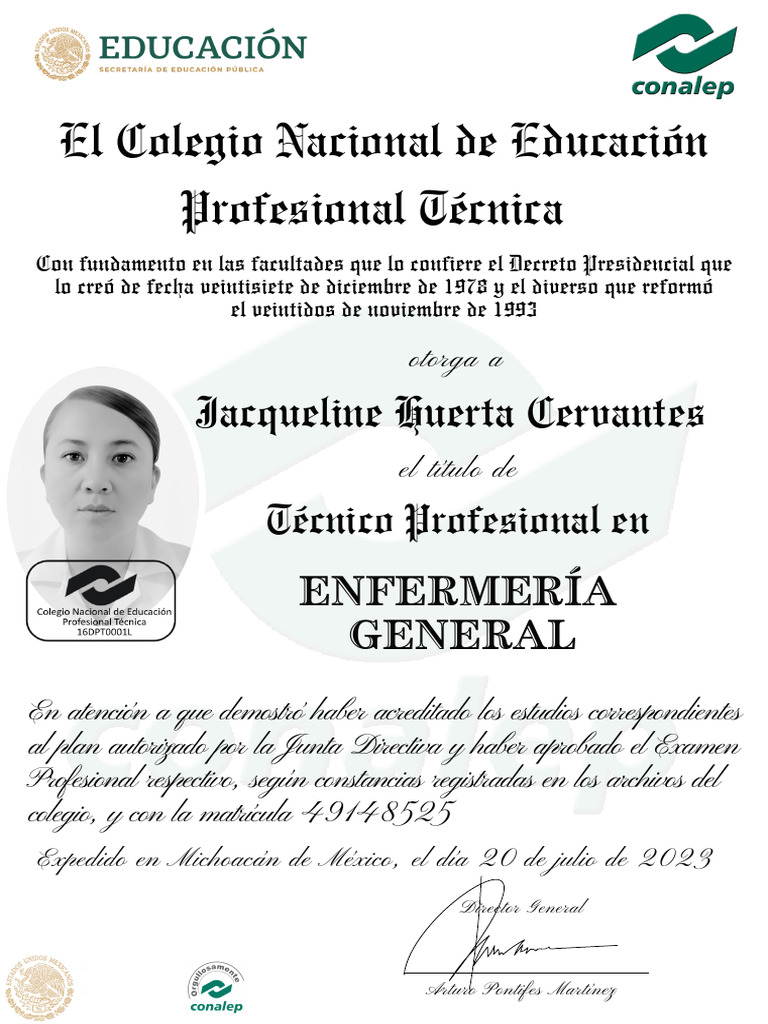 Título Conalep | PDF