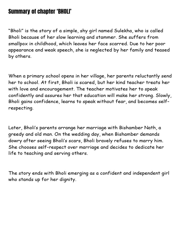 Summary of Chapter BHOLI' - 20260123 - 091530 - 0000 | PDF