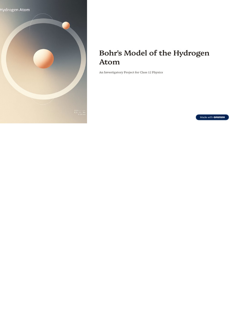 Bohrs Model of the Hydrogen Atom | PDF | Theoretical Physics | Quantum ...