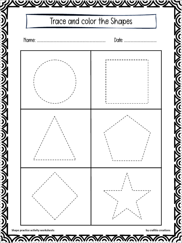Shape Trace Count Matching and Coloring Worksheets | PDF | Geometric ...