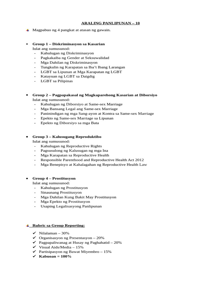 G10 - Group Activities | PDF