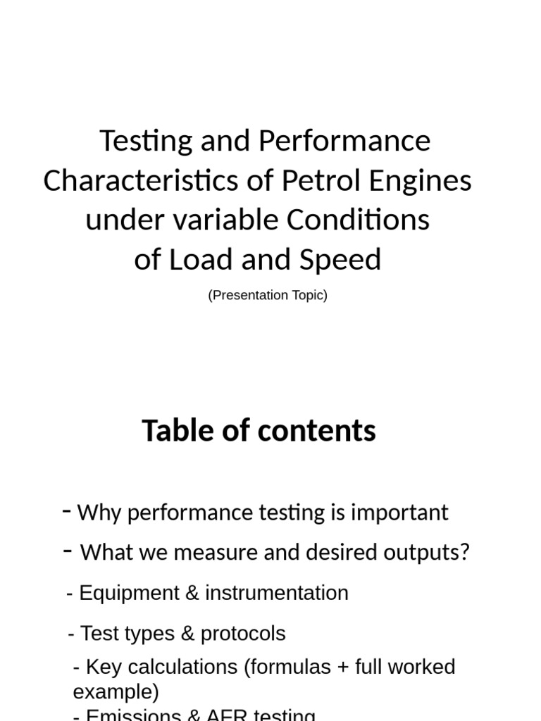 Group 1 Testing and Performance Characteristics of Petrol Engines Under ...