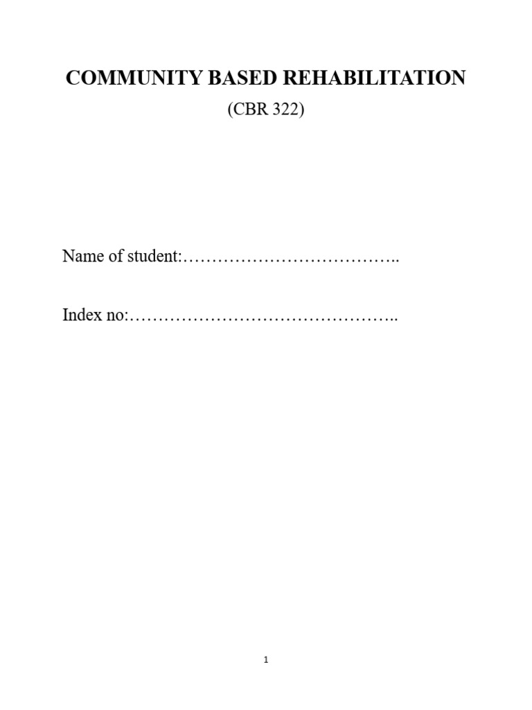 community based rehabilitation for nurses | PDF | Learning Disability ...